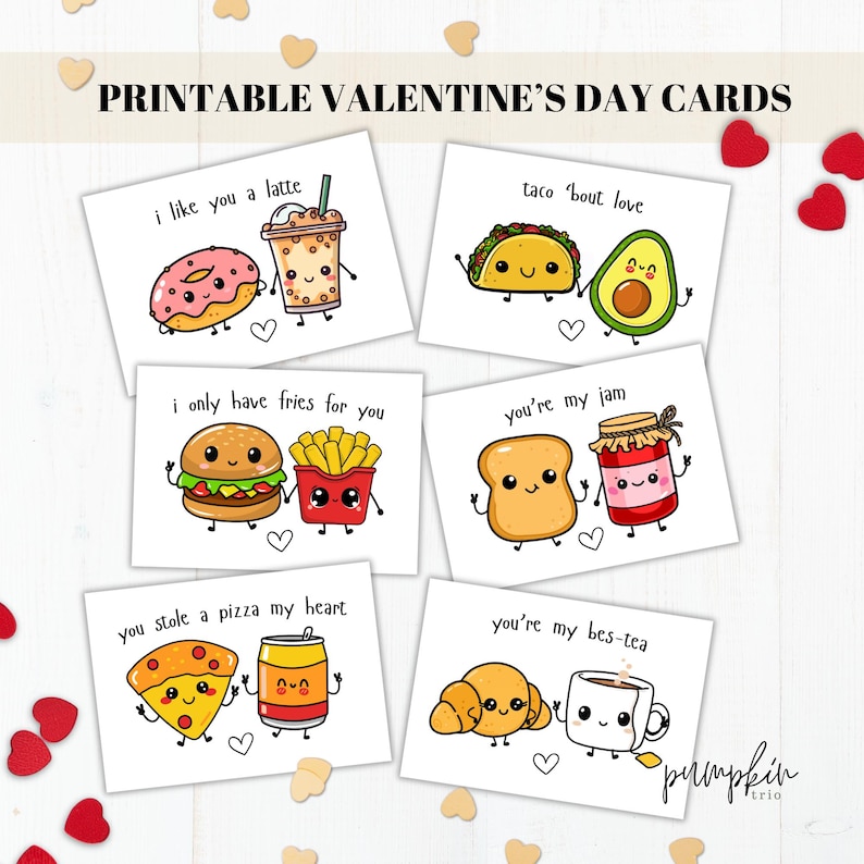 Food Pun Valentine's Day Cards: Set of 6 (digital Printable) - Etsy