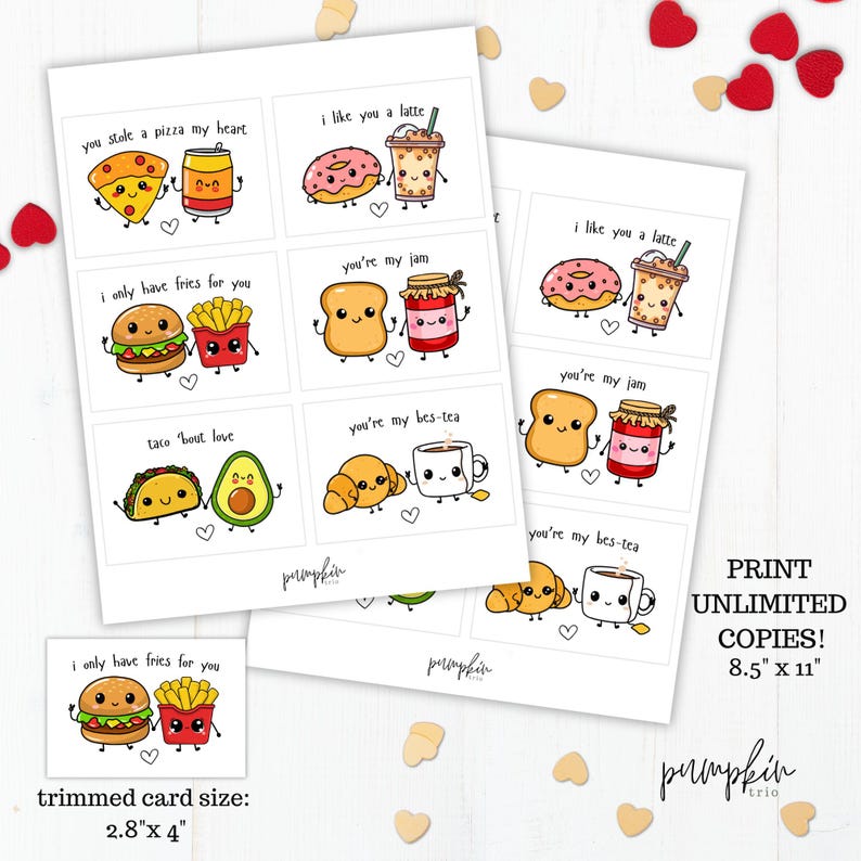 Food Pun Valentine's Day Cards: Set of 6 (digital Printable) - Etsy