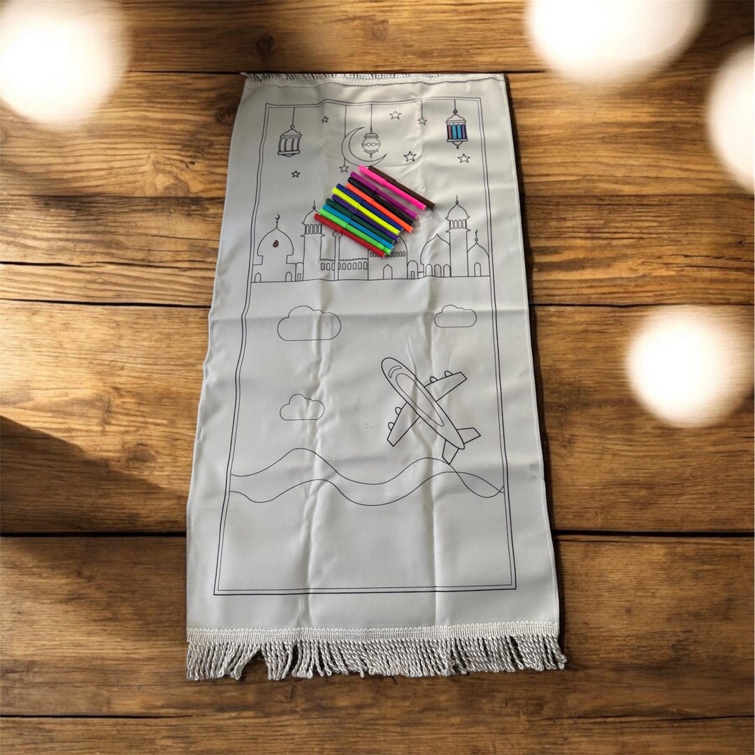 Kids Coloring Prayer Mats Gift Set for Ramadan . Islamic Kids ...