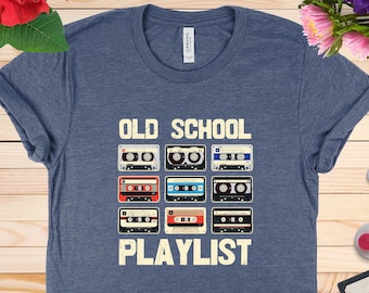 Old School Playlist Tshirt, Music Mix Tape Cassette Player Shirt, Retro 80s 90s Music Party ...