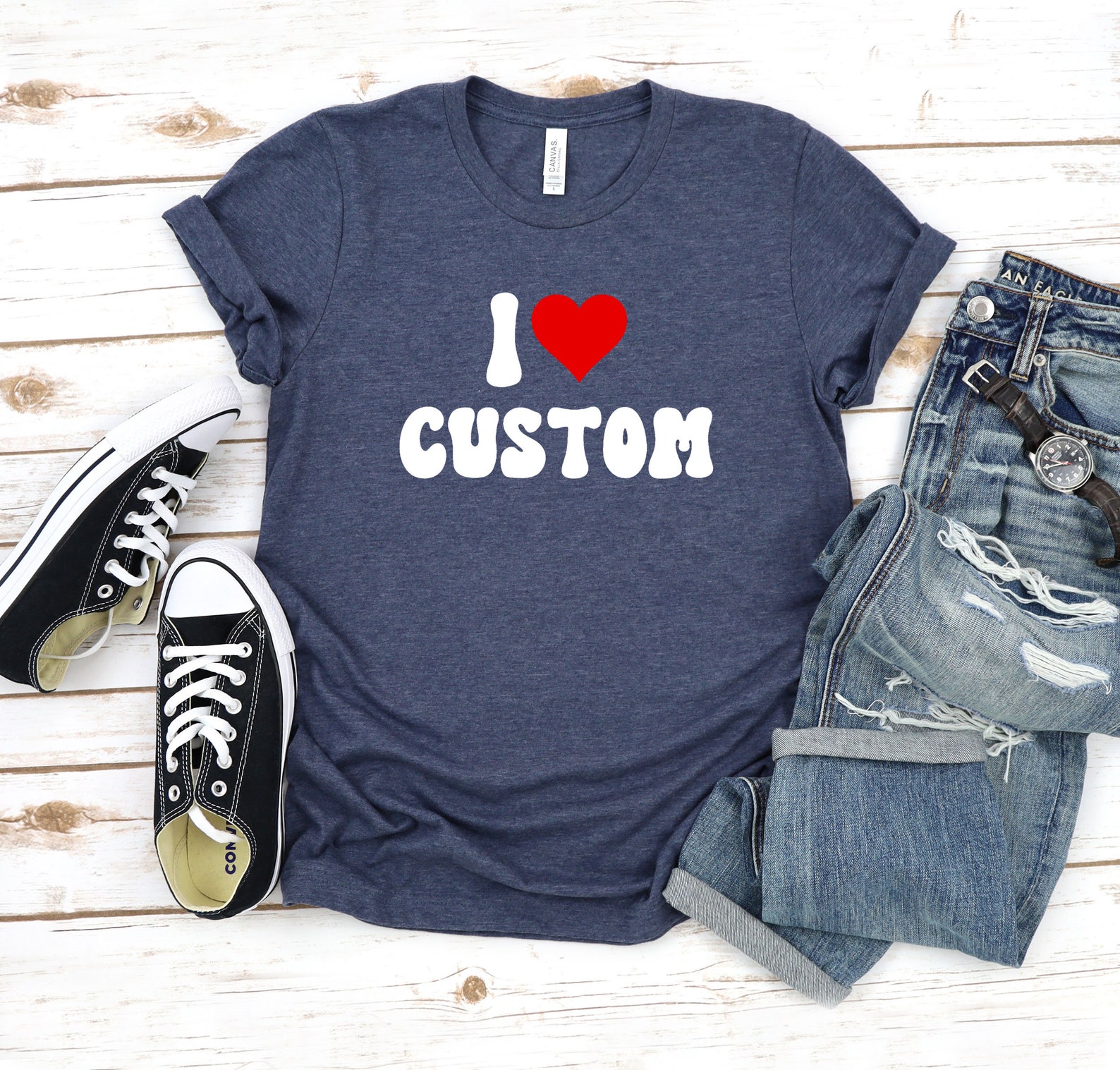 Customized Love Tshirt, I Love Custom Shirt, Personalized I Love Shirt ...
