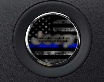 Solid Thin Blue Line Jeep Steering Wheel Sticker Decal, Wrangler JK, TJ ...