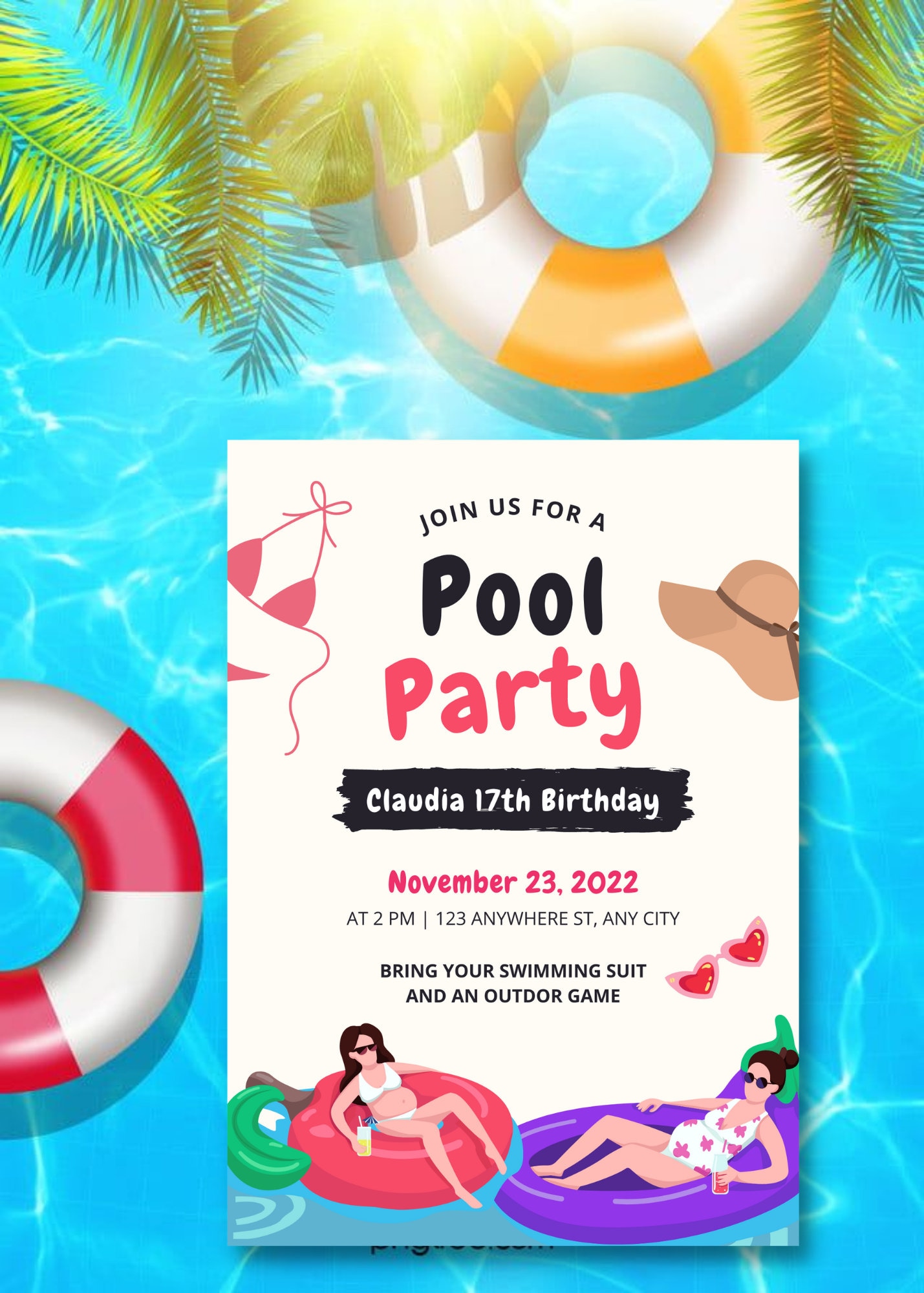 Pool Party Invitation Editable Pool Party Birthday Invitation - Etsy