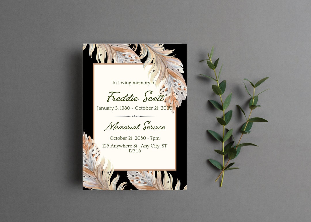 Celebration of Life Invitation, Funeral Invitation Card, Funeral ...