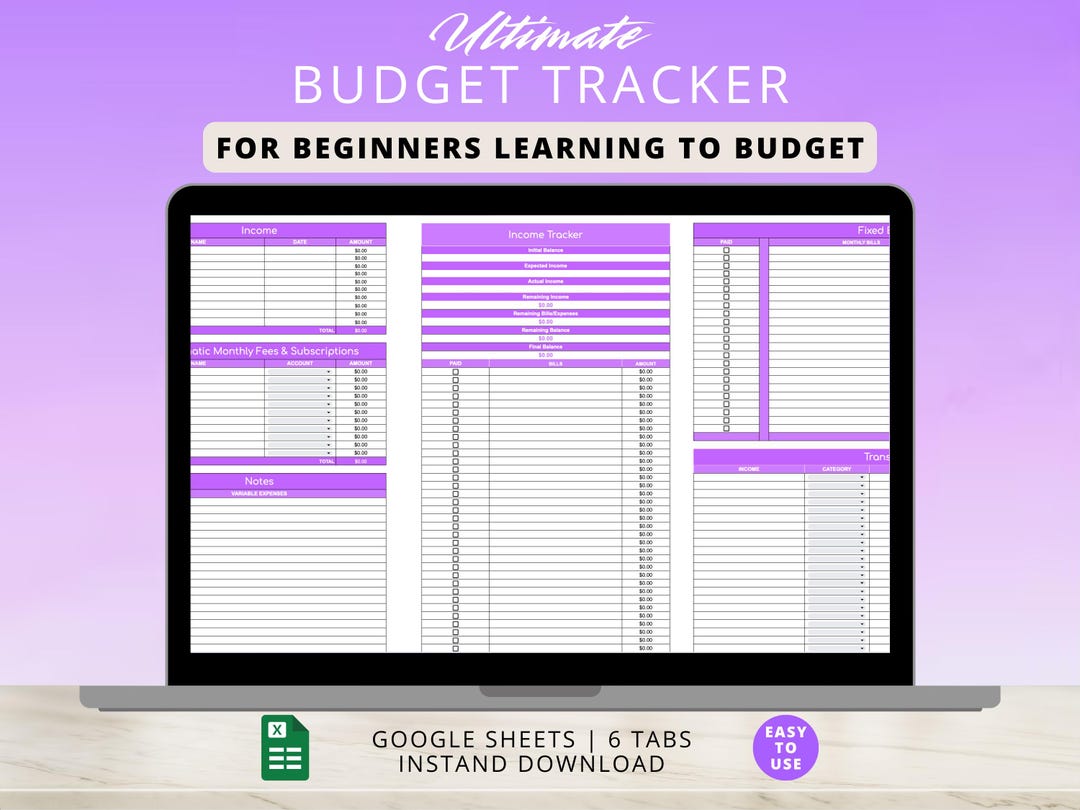 Purple Income, Expenses by Quarter; Weekly, Biweekly Paycheck Tracker ...