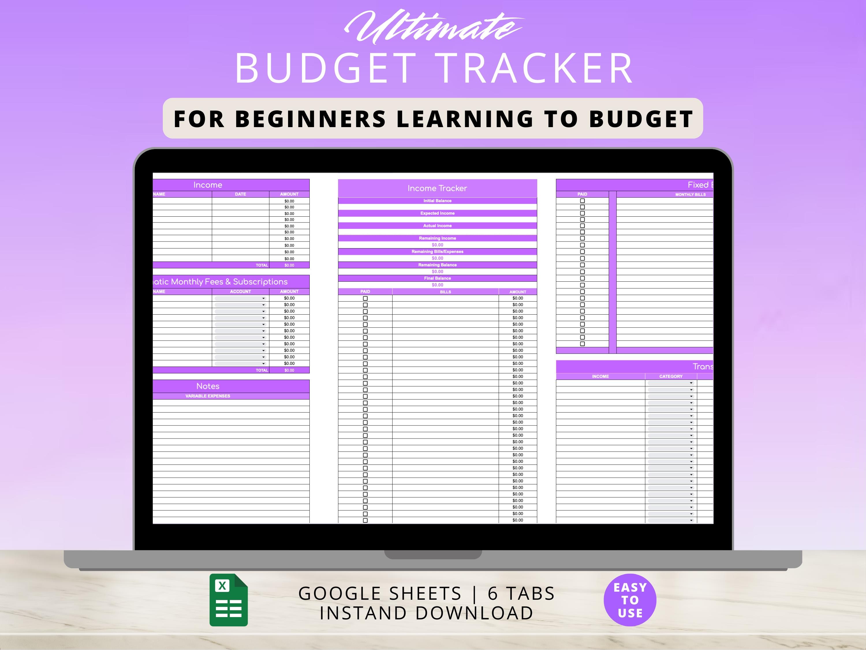 Purple Income, Expenses by Quarter; Weekly, Biweekly Paycheck Tracker ...