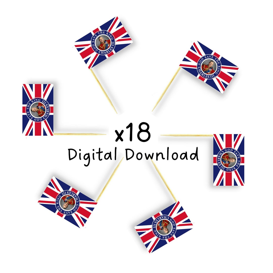 Union Jack God Save the King Flags Instant Download Cupcakes and ...