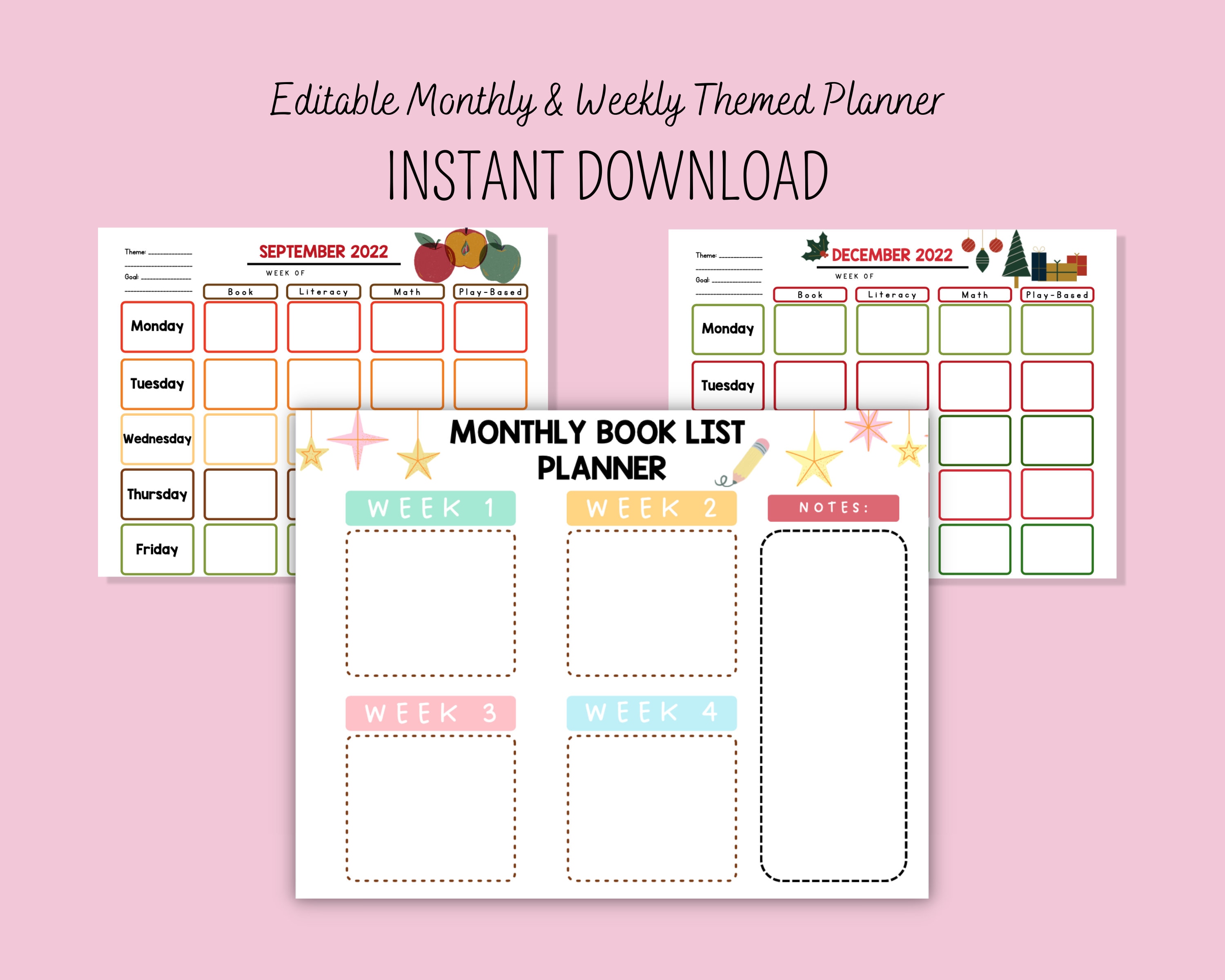Editable Monthly & Weekly Themed Calendar - Etsy