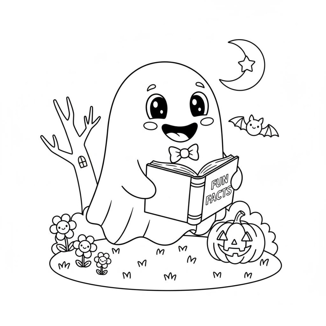 The Cute & Not Scary Halloween Coloring Pack (6 Printable Pages) - Etsy