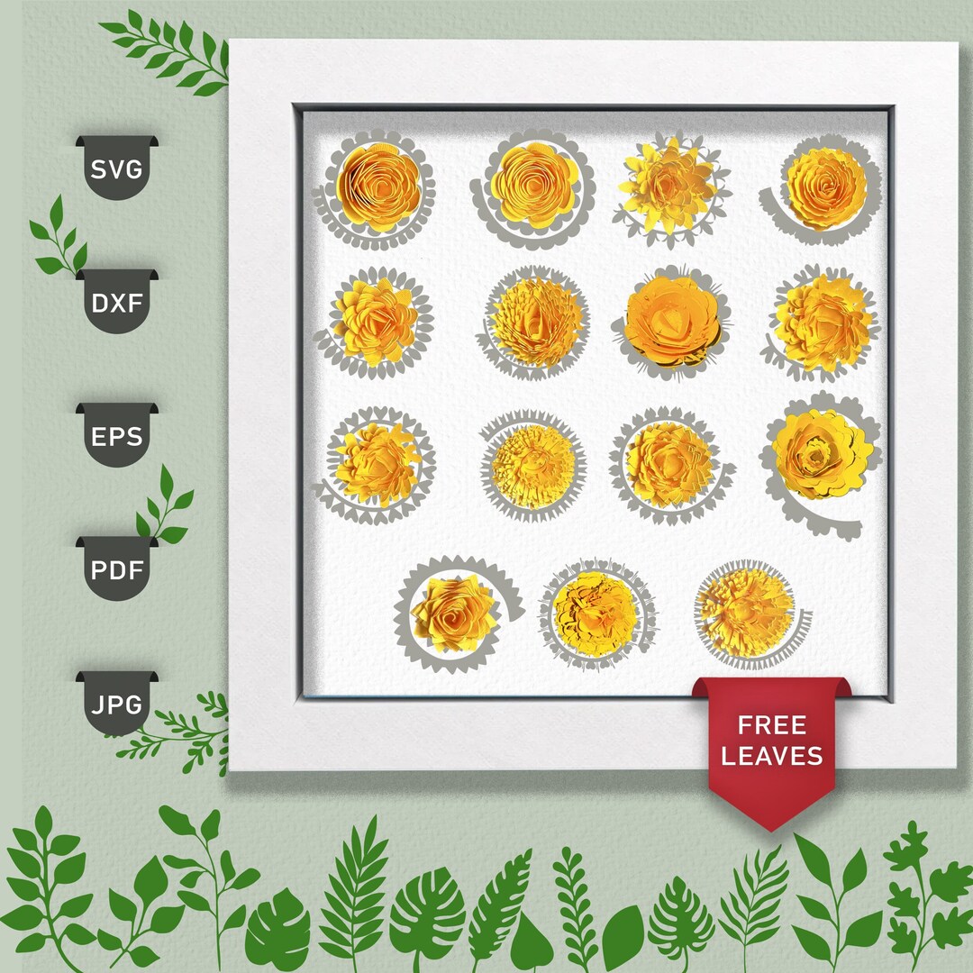 15 Paper Flower SVG, Paper Flower and Foil SVG Bundle, 3D Flower Svg ...