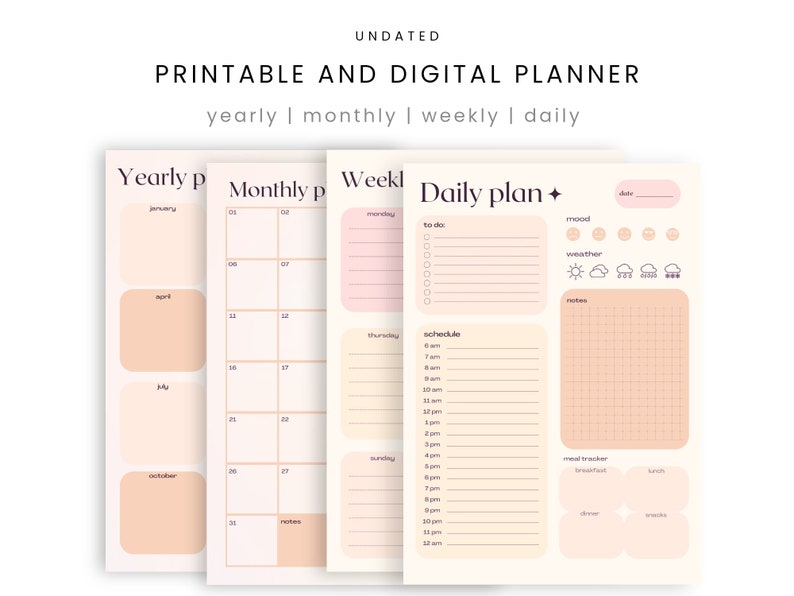 Printable-digital Boho Planner daily Weekly Monthly - Etsy