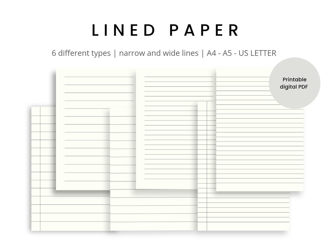 PRINTABLE and Digital Lined Paper A4, A5, US LETTER - Etsy