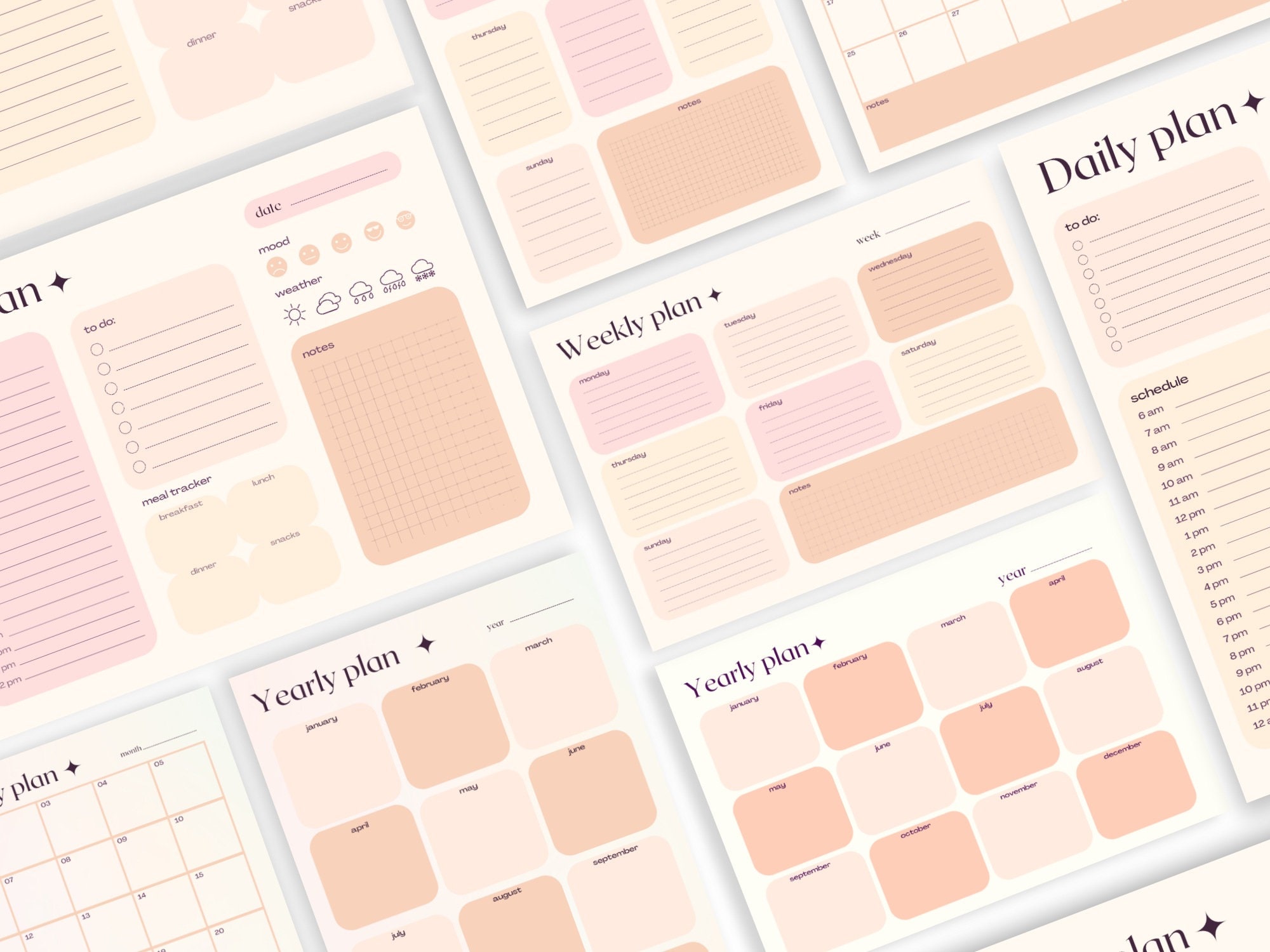 Printable-digital Boho Planner daily, Weekly, Monthly, Yearly - Etsy