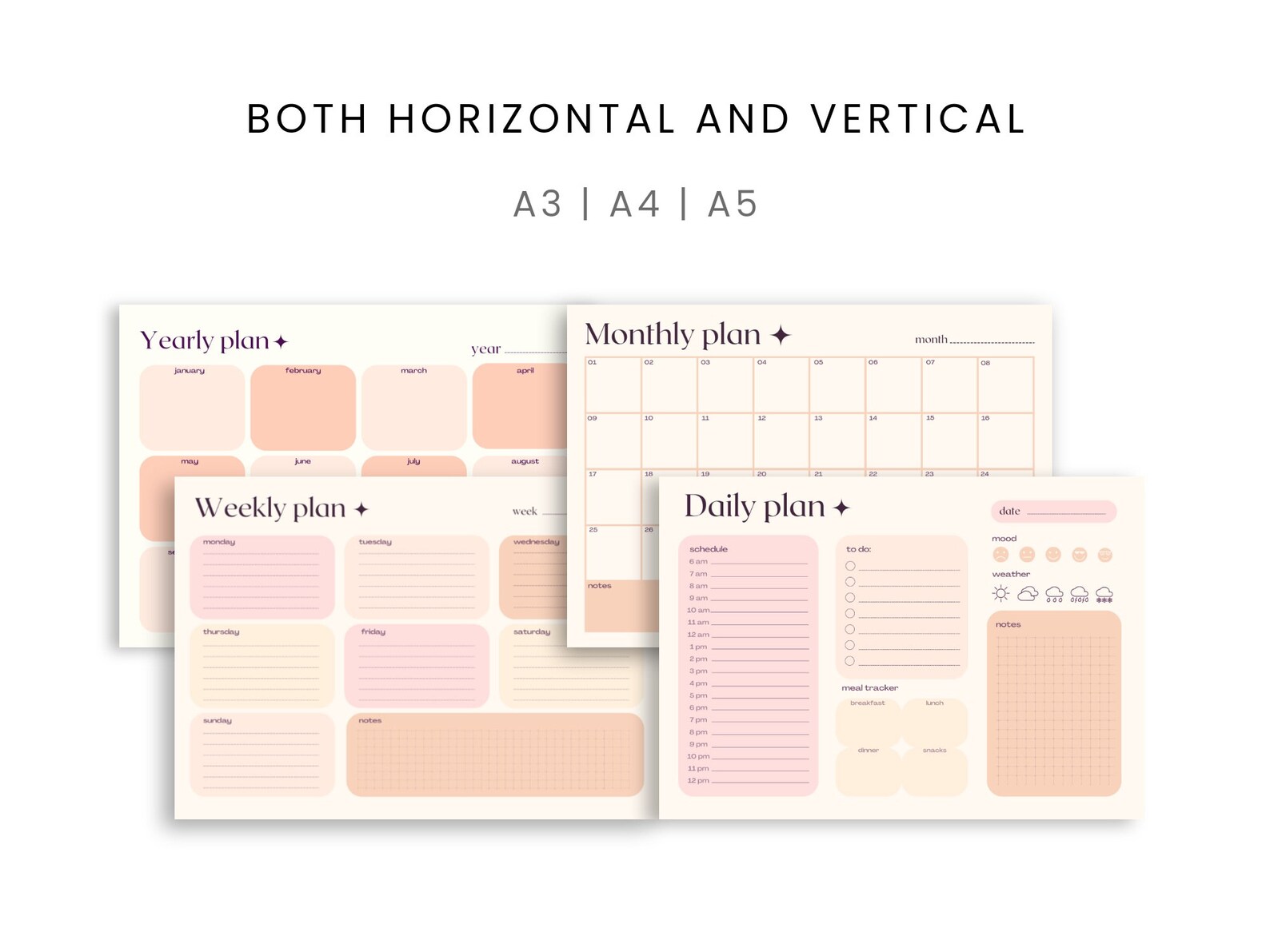 Printable-digital Boho Planner daily, Weekly, Monthly, Yearly - Etsy