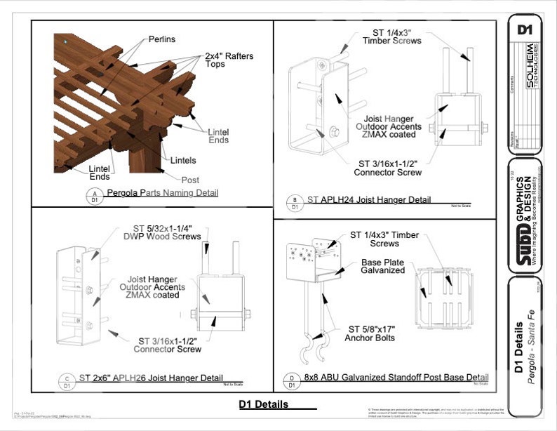 DIY Pergola Design - Digital Plan PDF Download - Santa Fe - Subd ...