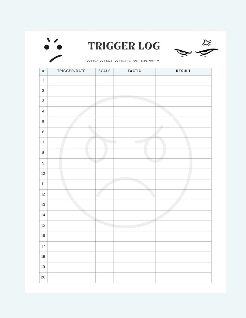 Mood Tracker Pain Tracker Trigger Log Sleep Journal - Etsy