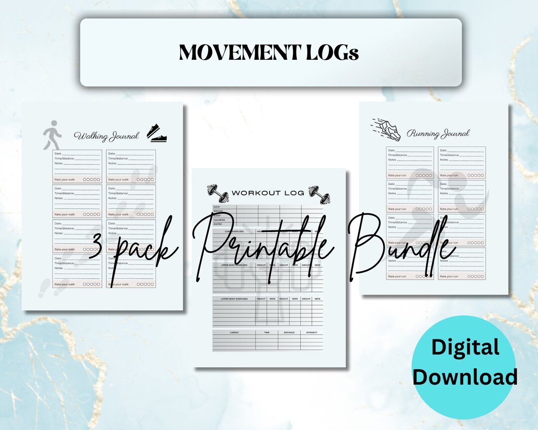 Movement Tracker, Accountability Journal, Self Care Sheets - Etsy