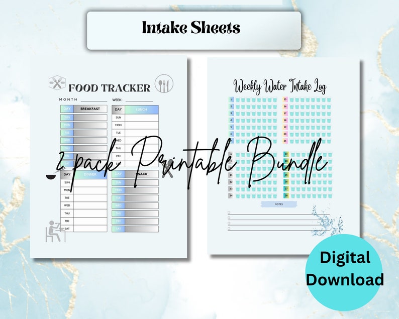 Water Intake Log, Food Intake Log, Hydration and Nutrition Journal - Etsy