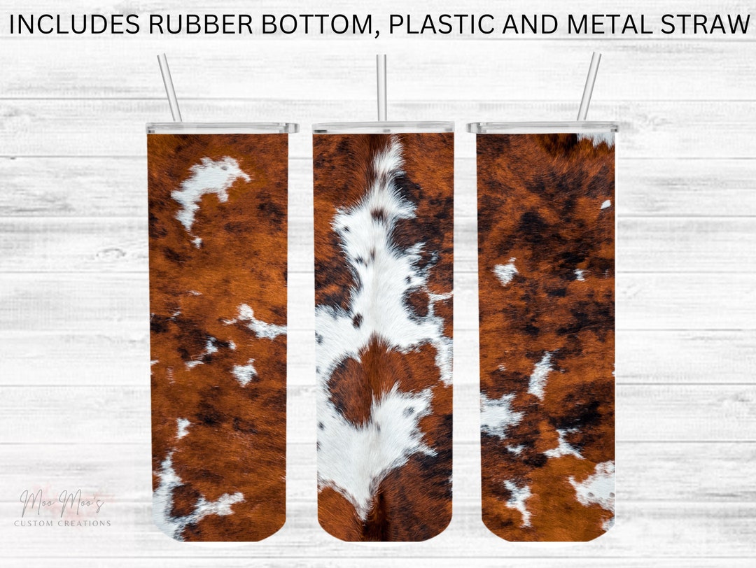 Cowhide Custom Tumbler 20oz Double-wall Stainless Steel Skinny Tumbler ...