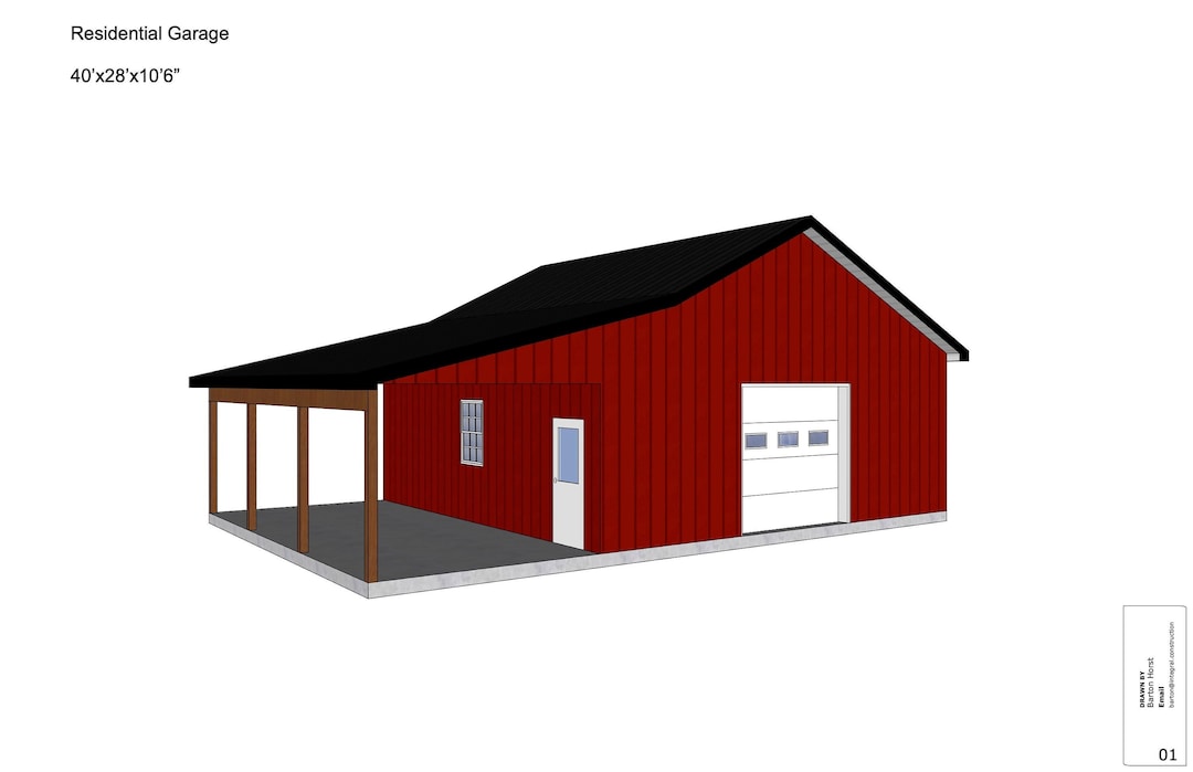 Garage / Shop Plans 40’x 28’ - Etsy