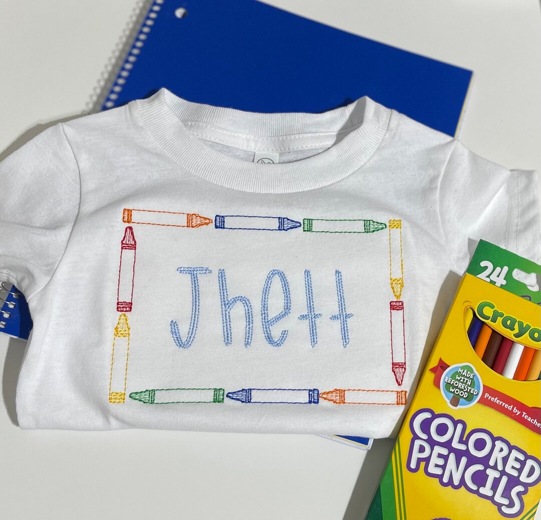 Back to School, Crayon Shirt, Customizable Shirt, Kids Shirts, School ...
