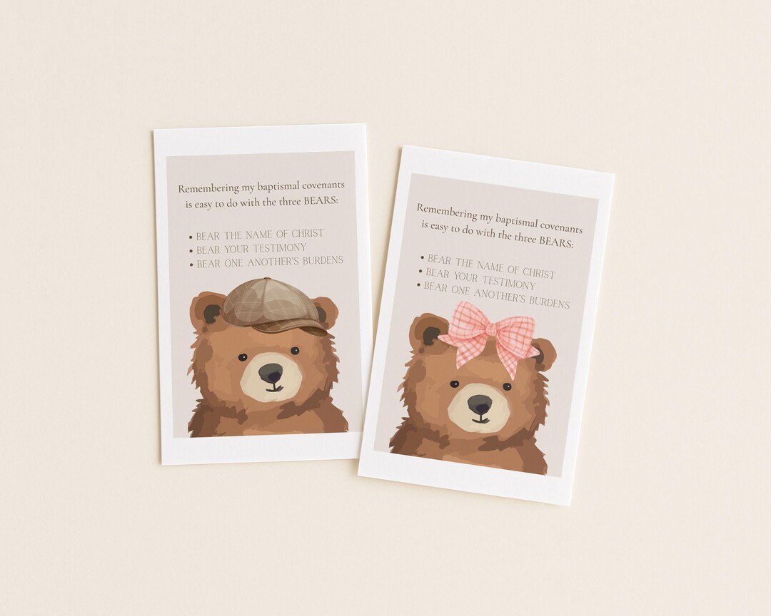 Baptism Bears Gift Tag & Print: LDS Baptism (digital Download) - Etsy