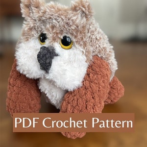 Owlbear Cub Crochet Chonky Plushie Pattern, Big Baby Owl Bear Amigurumi ...