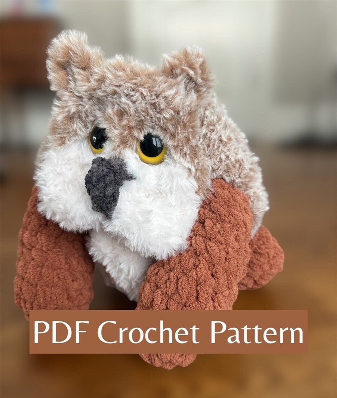 Owlbear Cub Crochet Chonky Plushie Pattern, Big Baby Owl Bear Amigurumi ...