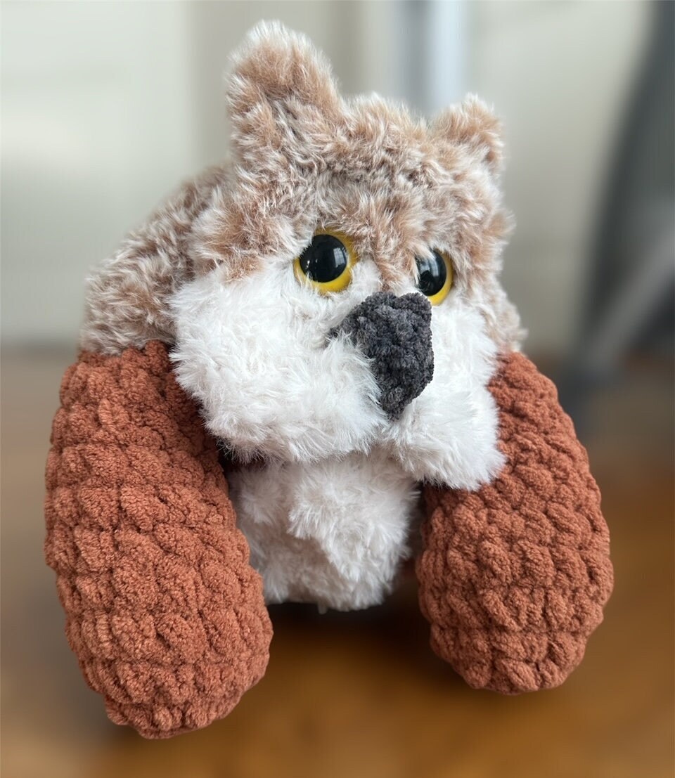Owlbear Cub Crochet Chonky Plushie Pattern, Big Baby Owl Bear Amigurumi ...