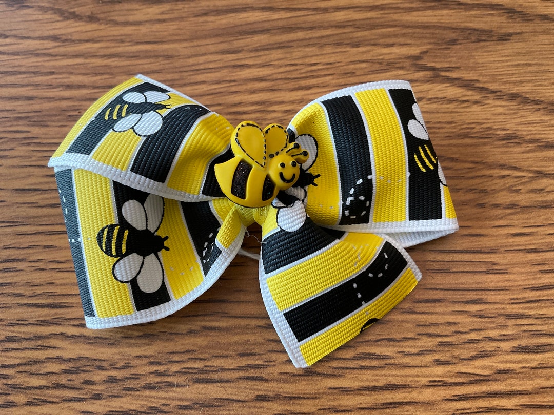 Bumblebee Button Hair Bow / Headband - Yellow, Black, White - Perfect ...