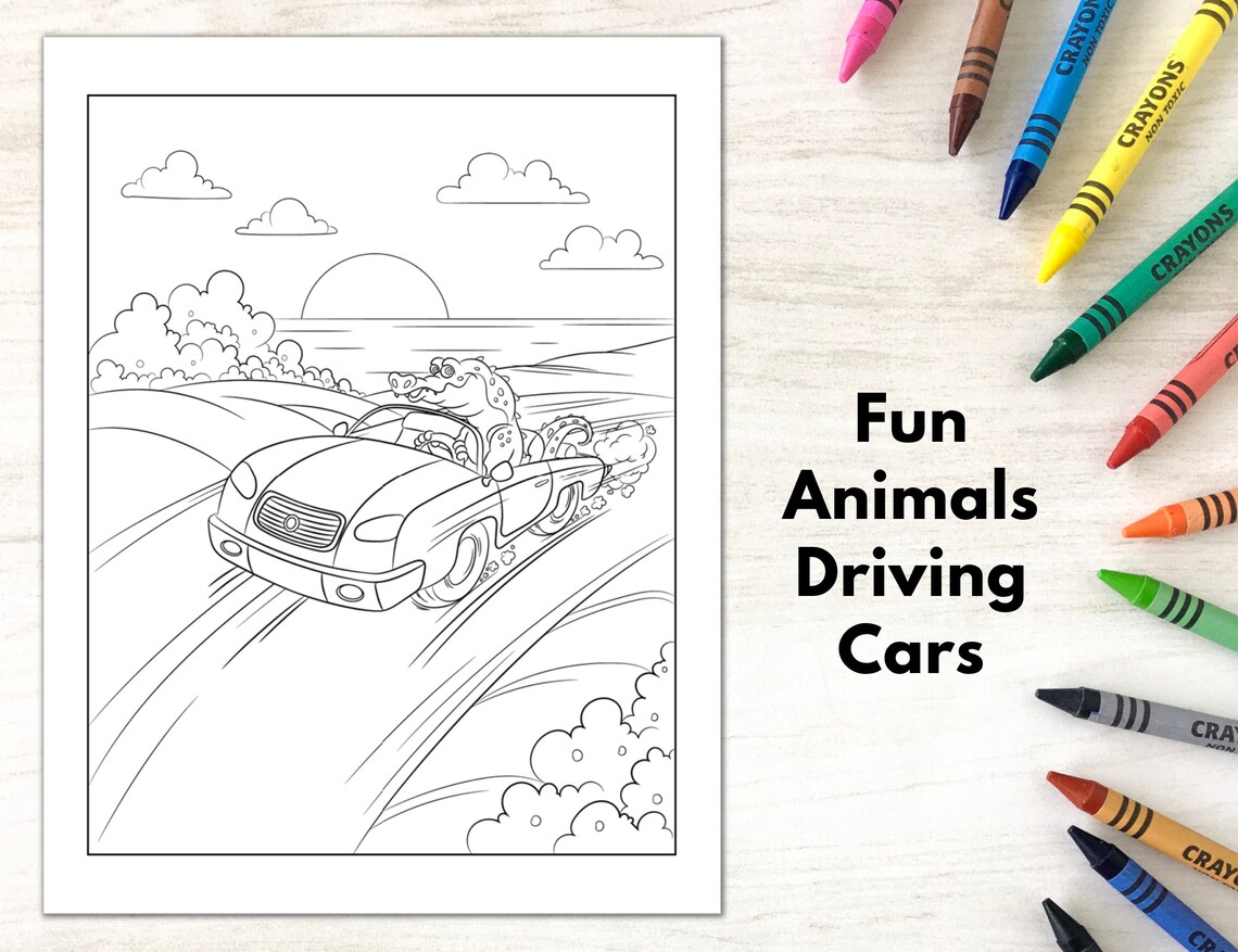 Printable Coloring Pages for Kids Animals Driving Cars, Coloring Pages ...