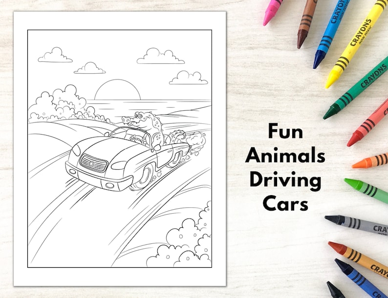 Printable Coloring Pages for Kids Animals Driving Cars, Coloring Pages ...
