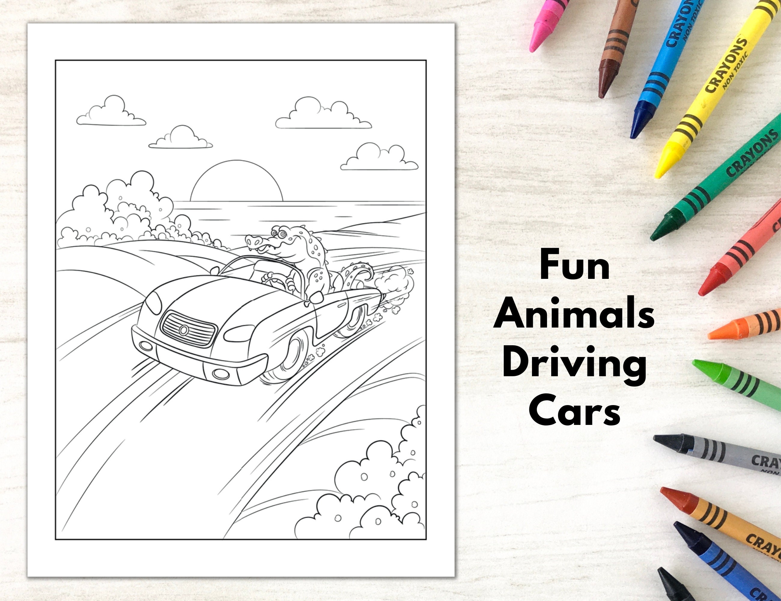 Printable Coloring Pages for Kids Animals Driving Cars, Coloring Pages ...