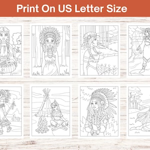 Native American Women Coloring Pages for Adults and Kids, PDF Coloring ...