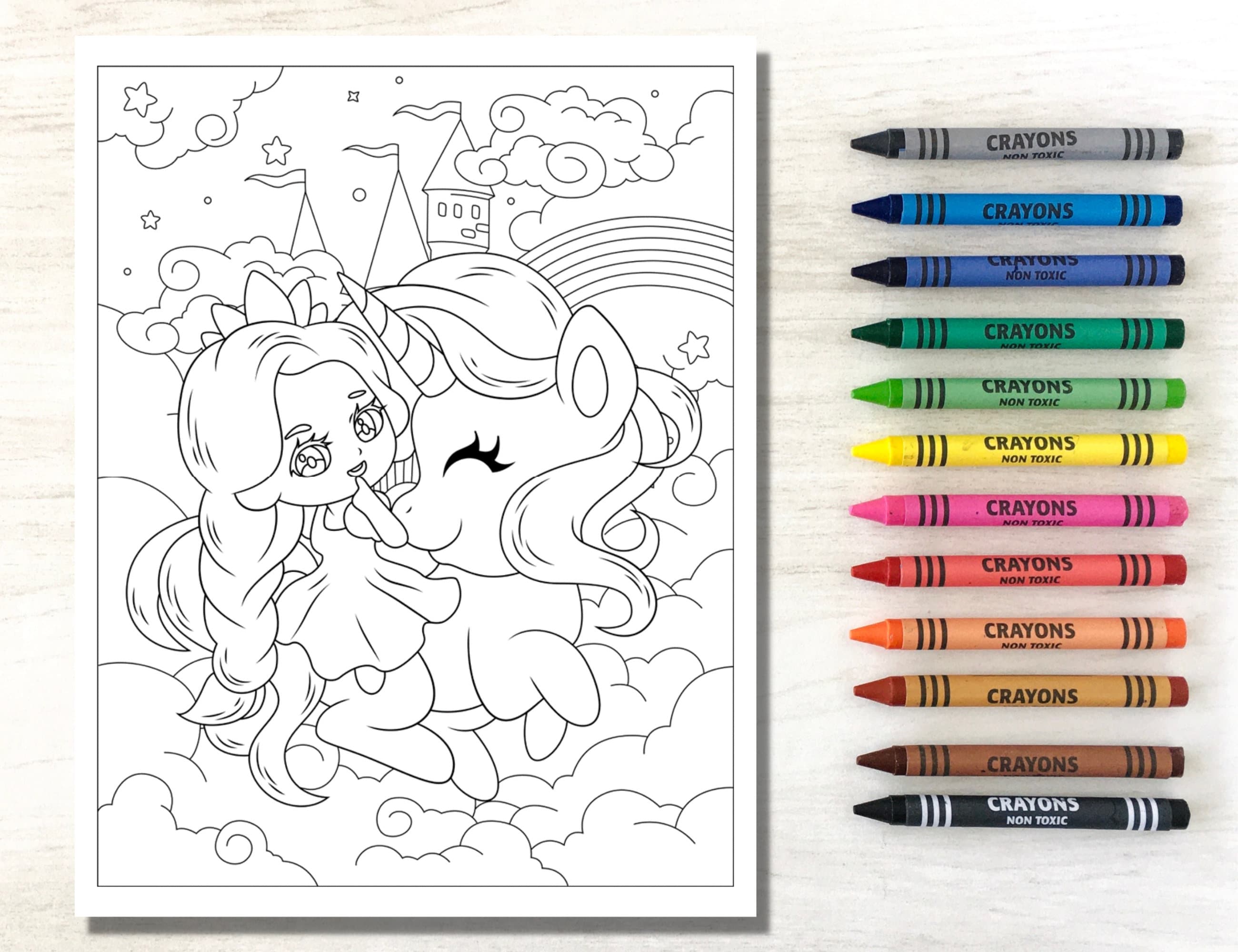Unicorn Coloring Pages for Kids, PDF Coloring Book Instant Download ...