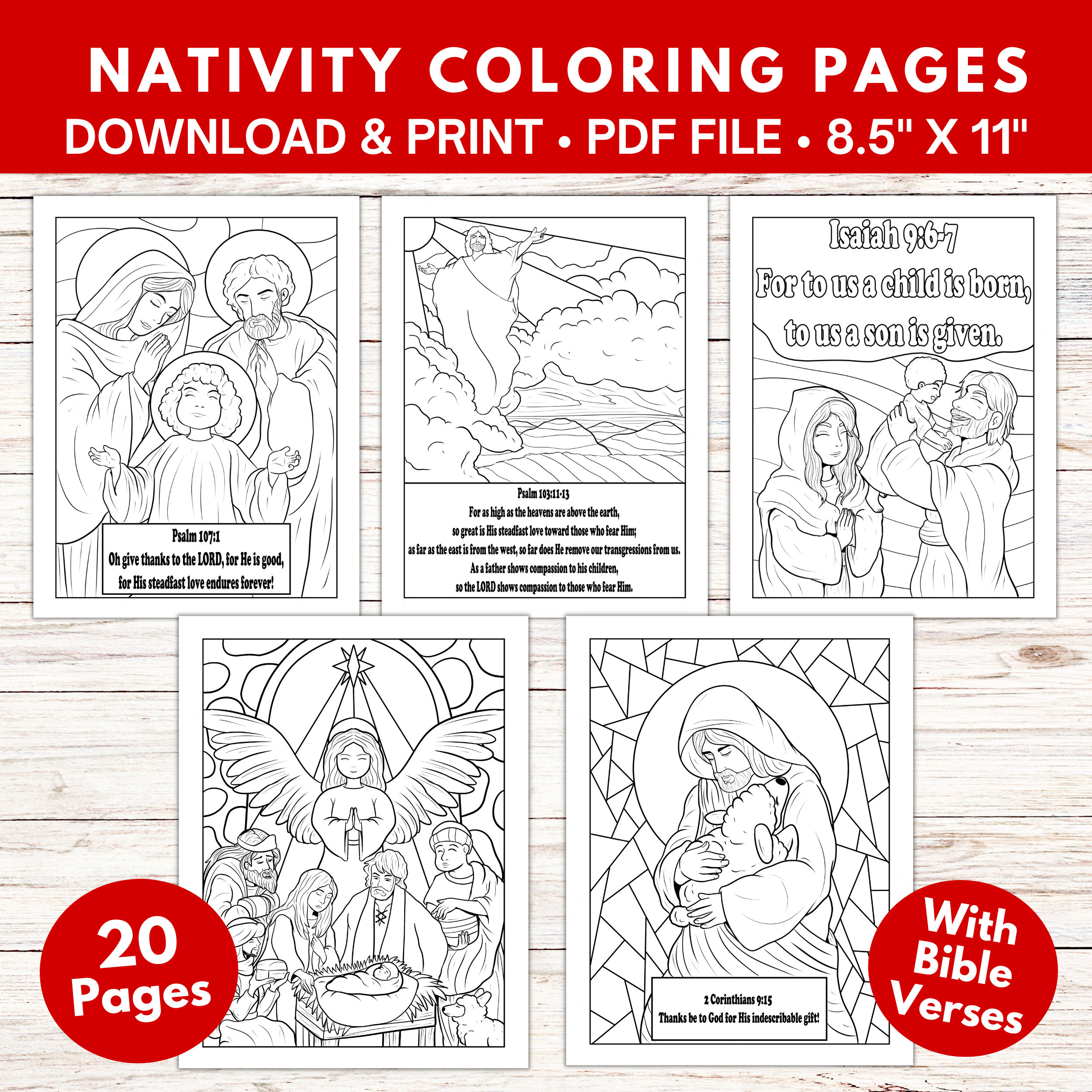 Christmas Nativity Coloring Pages Printable, Christian Bible Verses ...