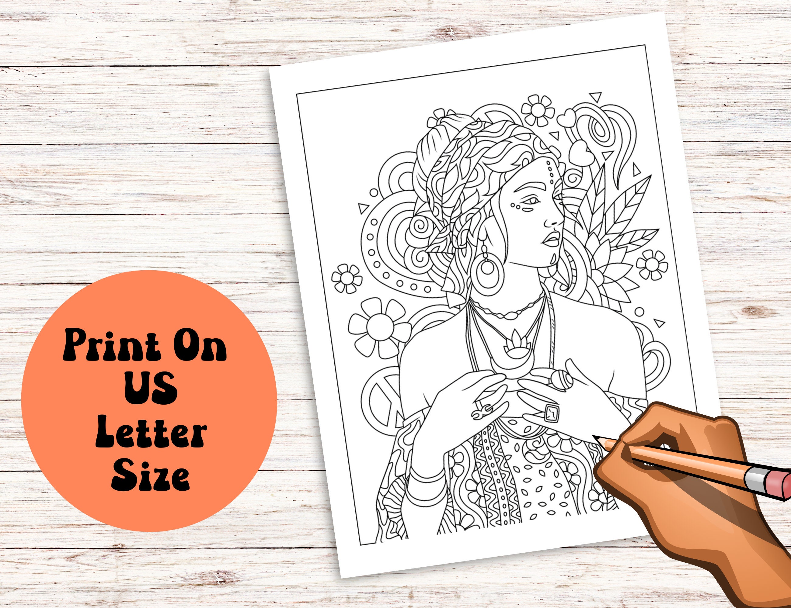 Groovy Coloring Pages for Kids and Adults, PDF Coloring Book Instant ...