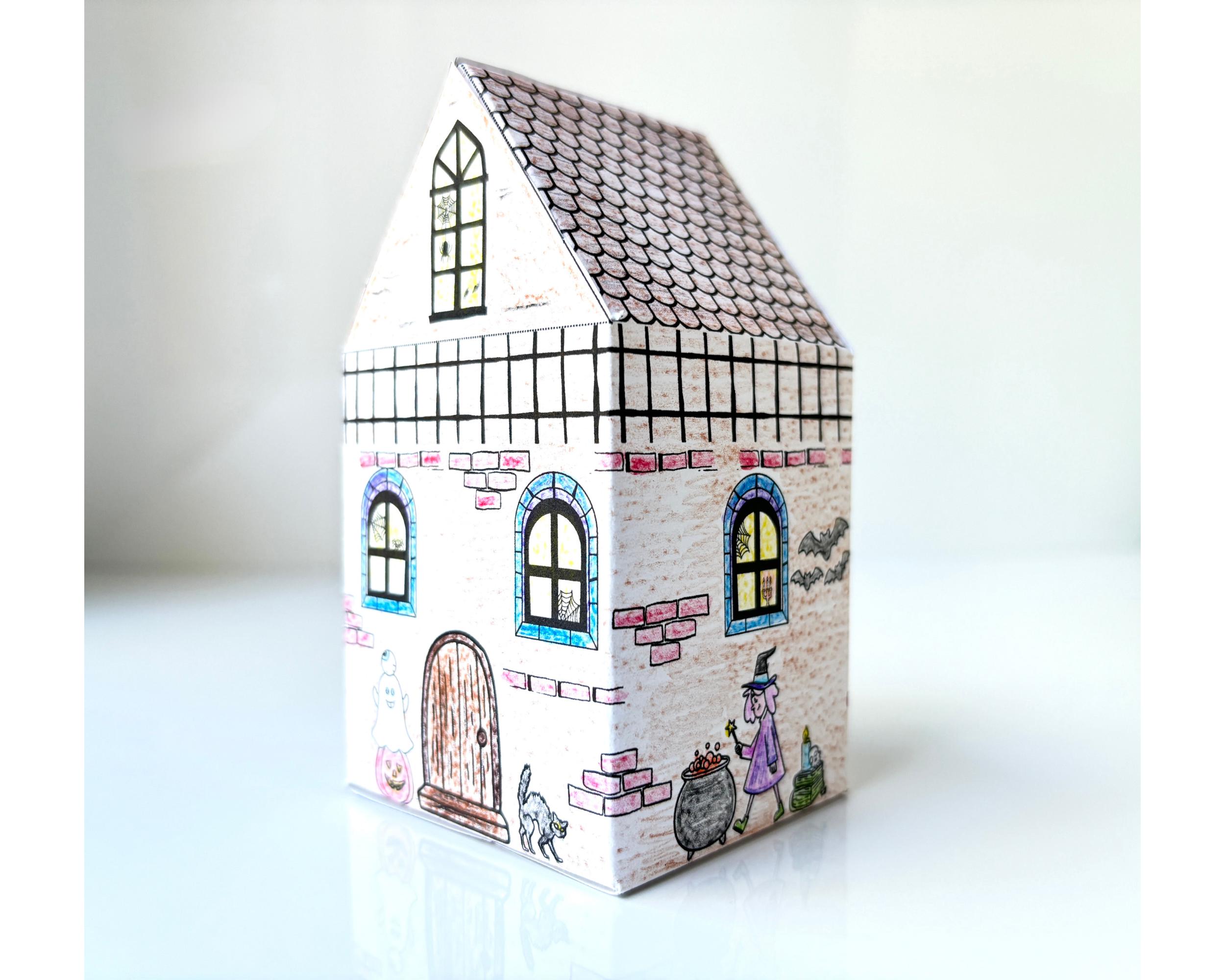 Haunted Paper House Template, 3D Paper Houses Printable, Halloween Kids ...