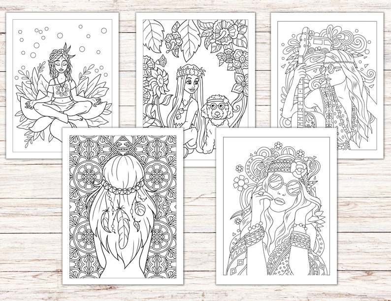 Groovy Coloring Pages for Kids and Adults, PDF Coloring Book Instant ...