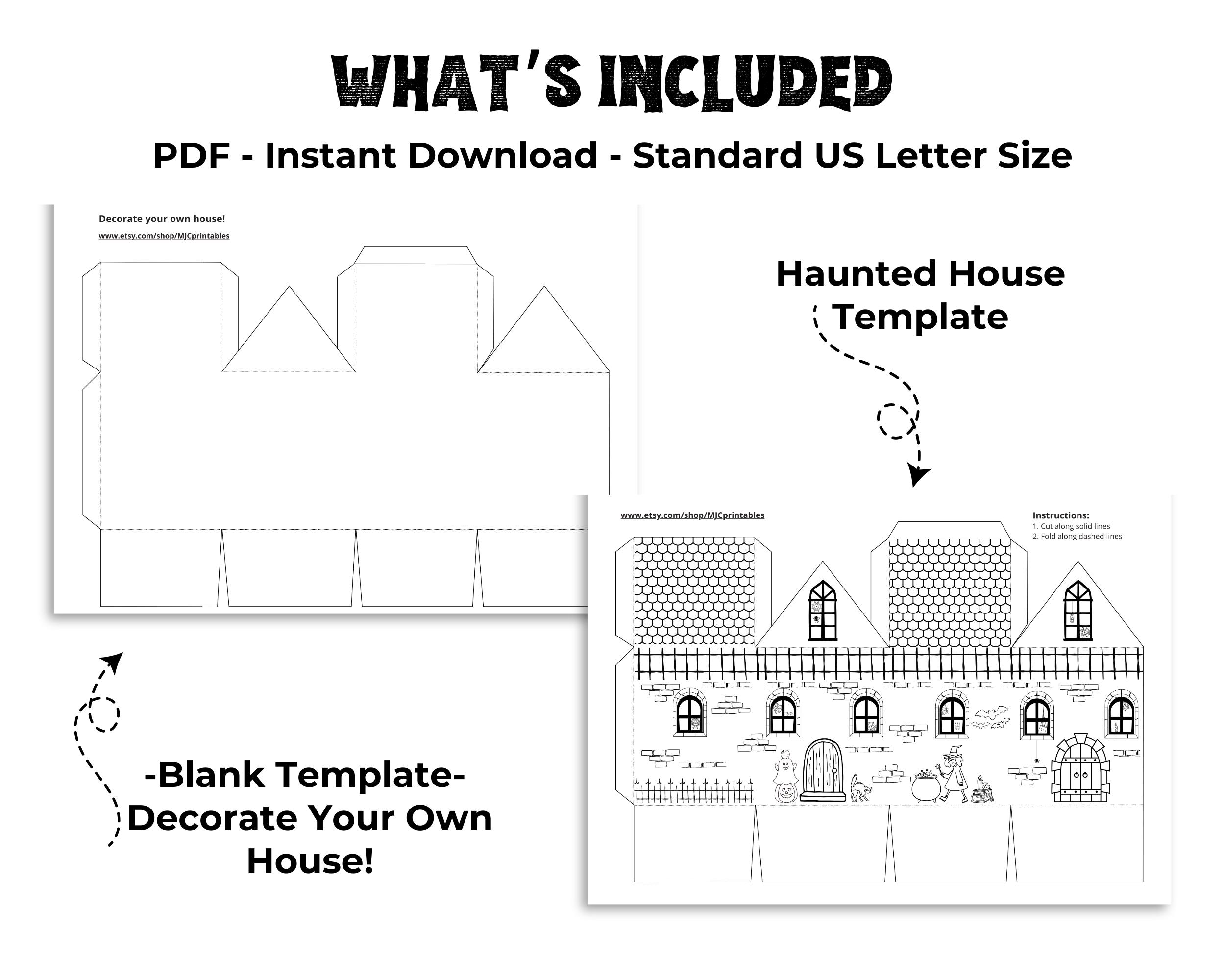 Haunted Paper House Template, 3D Paper Houses Printable, Halloween Kids ...