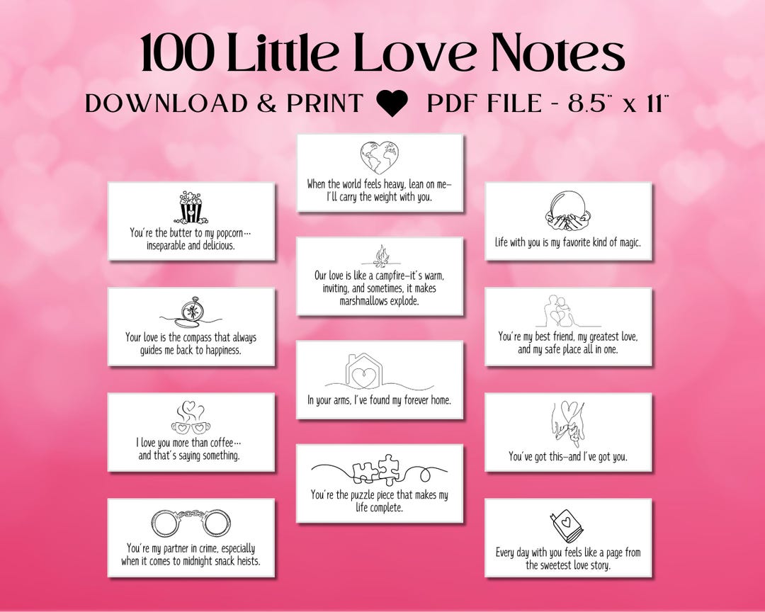 Printable Little Love Notes for Him or Her, Romantic Husband Lunch Box ...