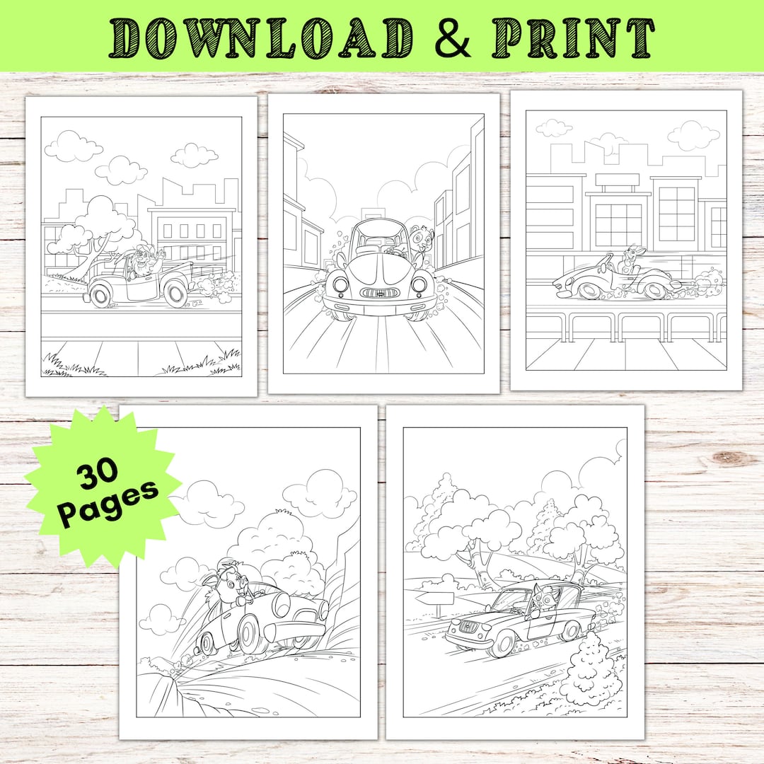 Printable Coloring Pages for Kids Animals Driving Cars, Coloring Pages ...