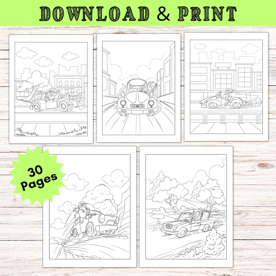 Printable Coloring Pages for Kids Animals Driving Cars, Coloring Pages ...