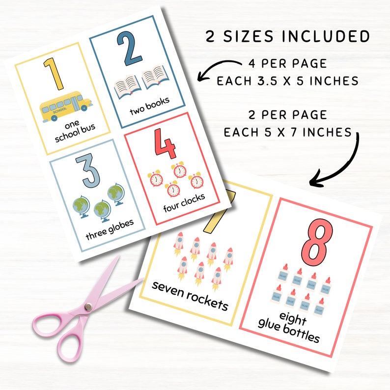 Printable Number Flashcards 1-20, Preschool Counting Flash Cards ...