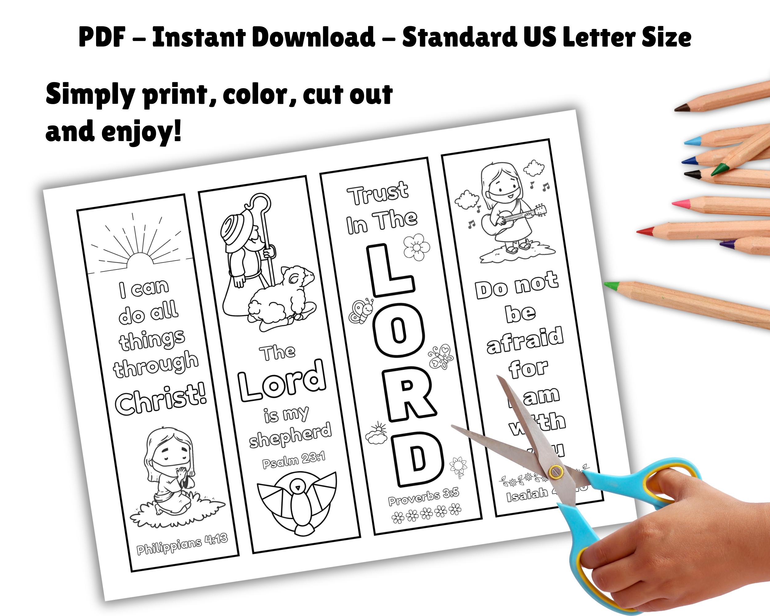 Bible Verse Coloring Bookmarks Bundle for Kids Printable, Sunday School ...