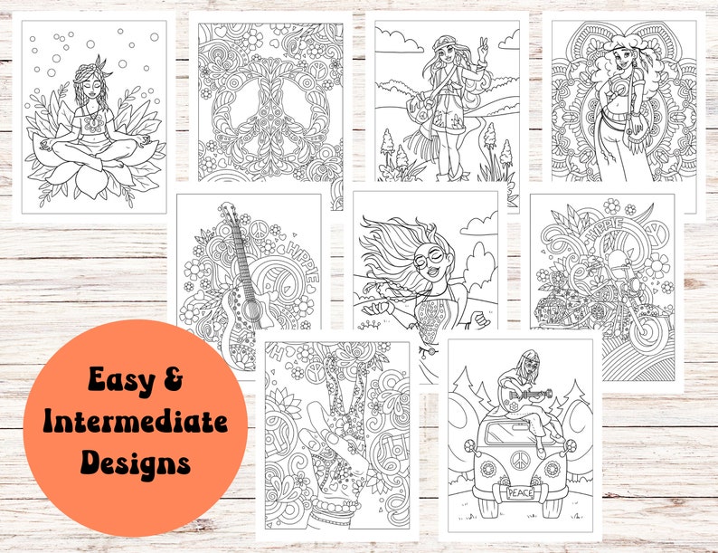 Groovy Coloring Pages for Kids and Adults, PDF Coloring Book Instant ...