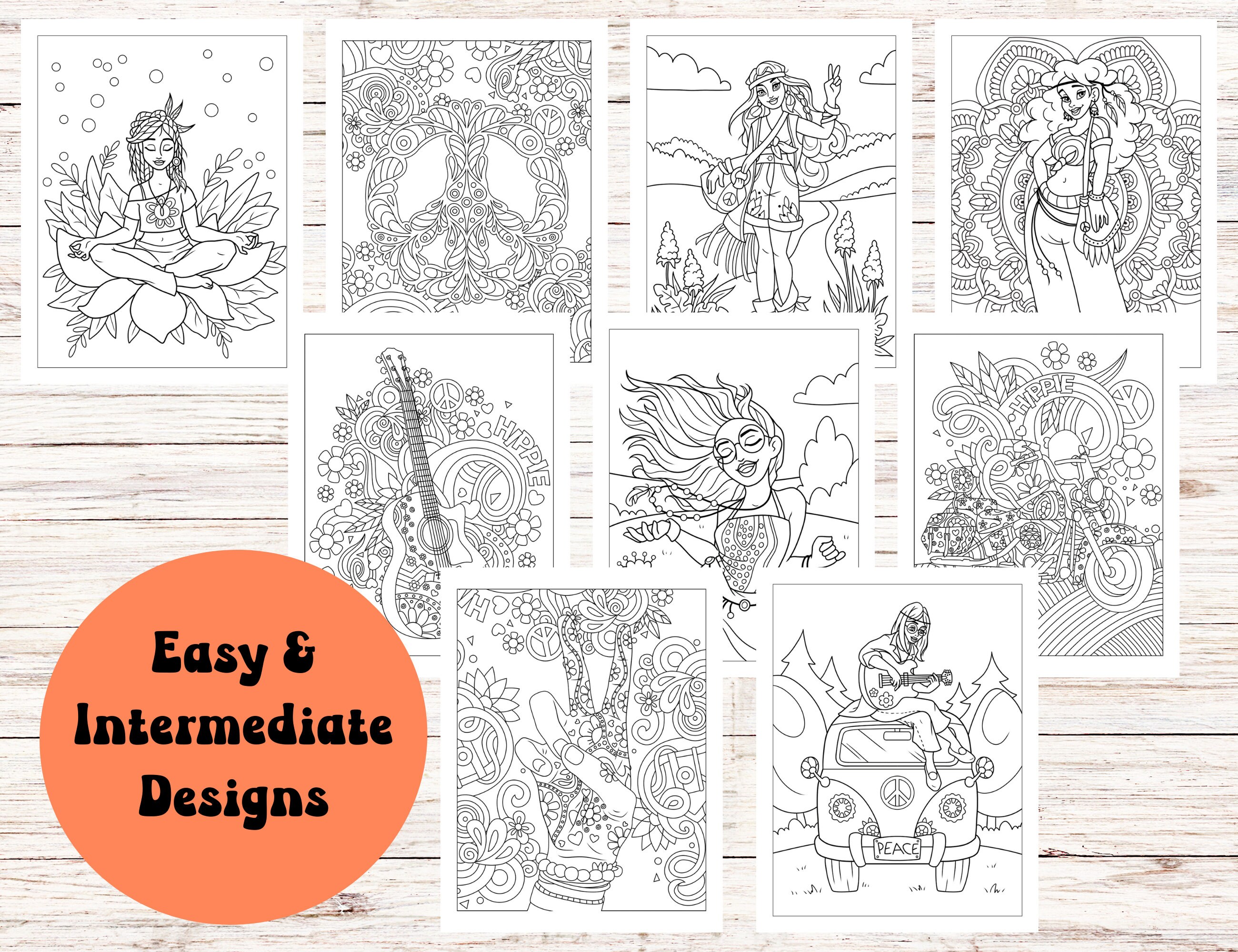 Groovy Coloring Pages for Kids and Adults, PDF Coloring Book Instant ...