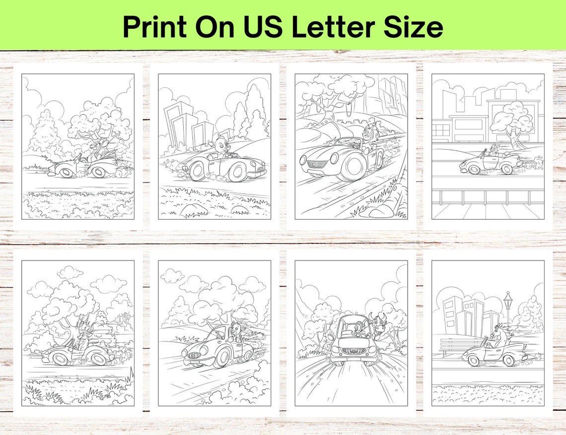 Printable Coloring Pages for Kids Animals Driving Cars, Coloring Pages ...