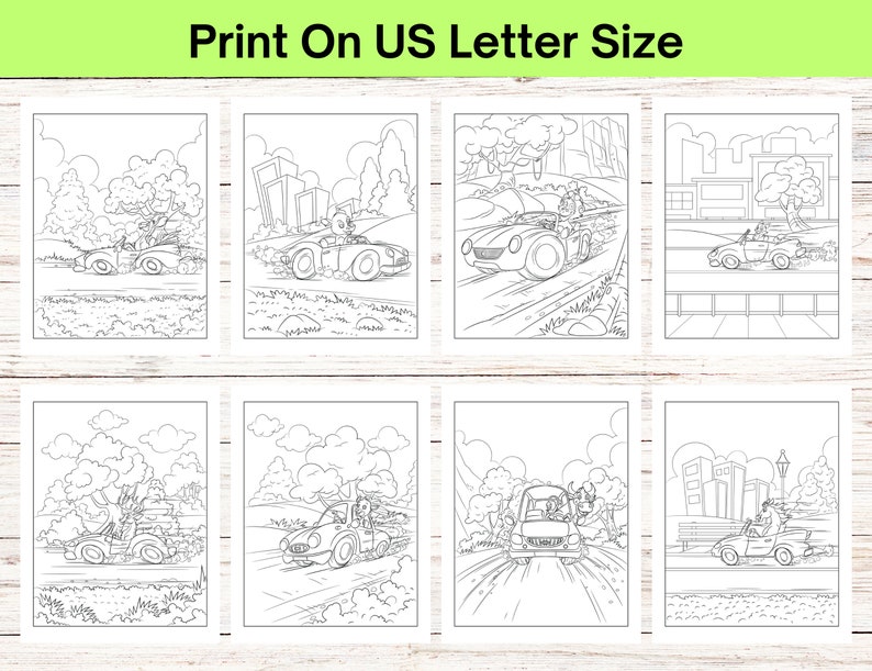 Printable Coloring Pages for Kids Animals Driving Cars, Coloring Pages ...