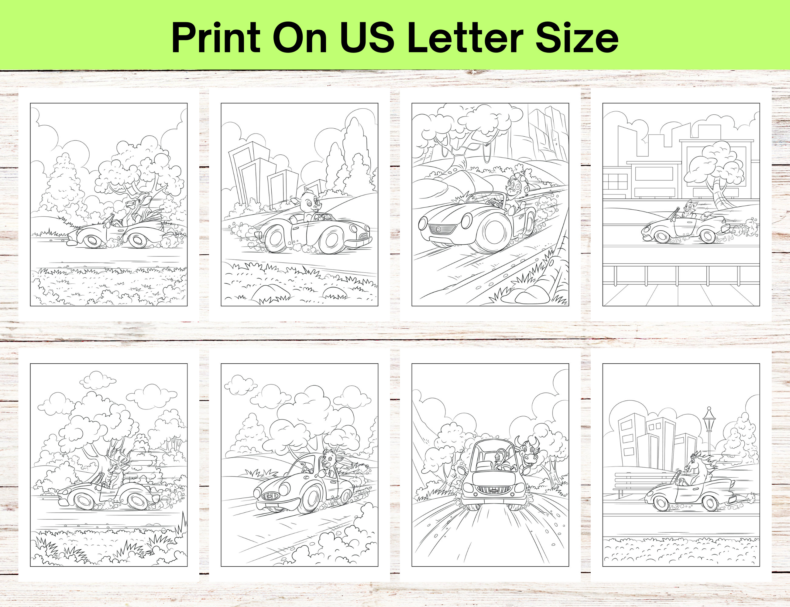 Printable Coloring Pages for Kids Animals Driving Cars, Coloring Pages ...
